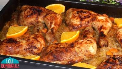 Pollo asado a la naranja receta fácil - Olor a hierbabuena